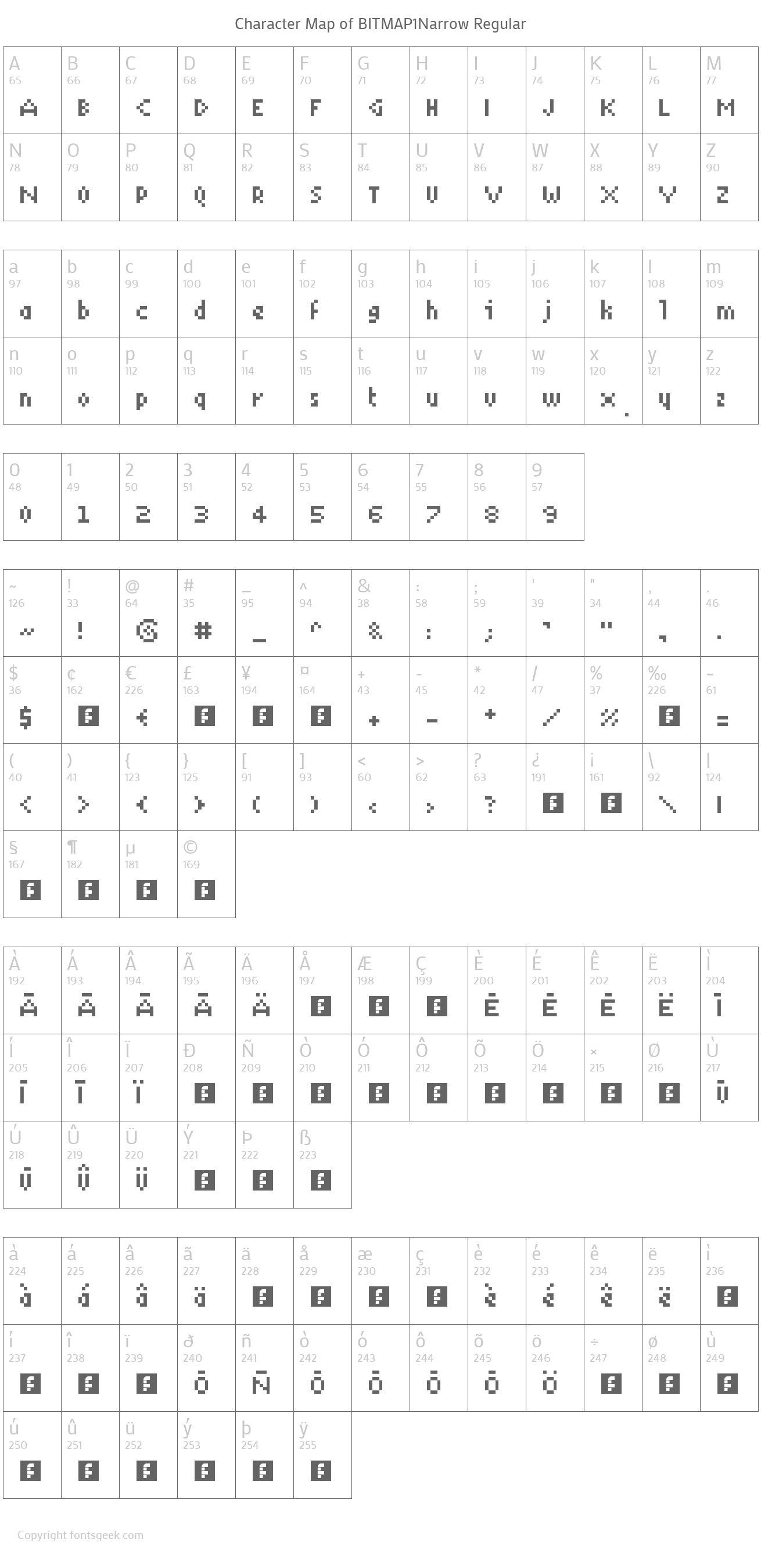 BITMAP1Narrow Regular : Download For Free, View Sample Text, Rating And ...