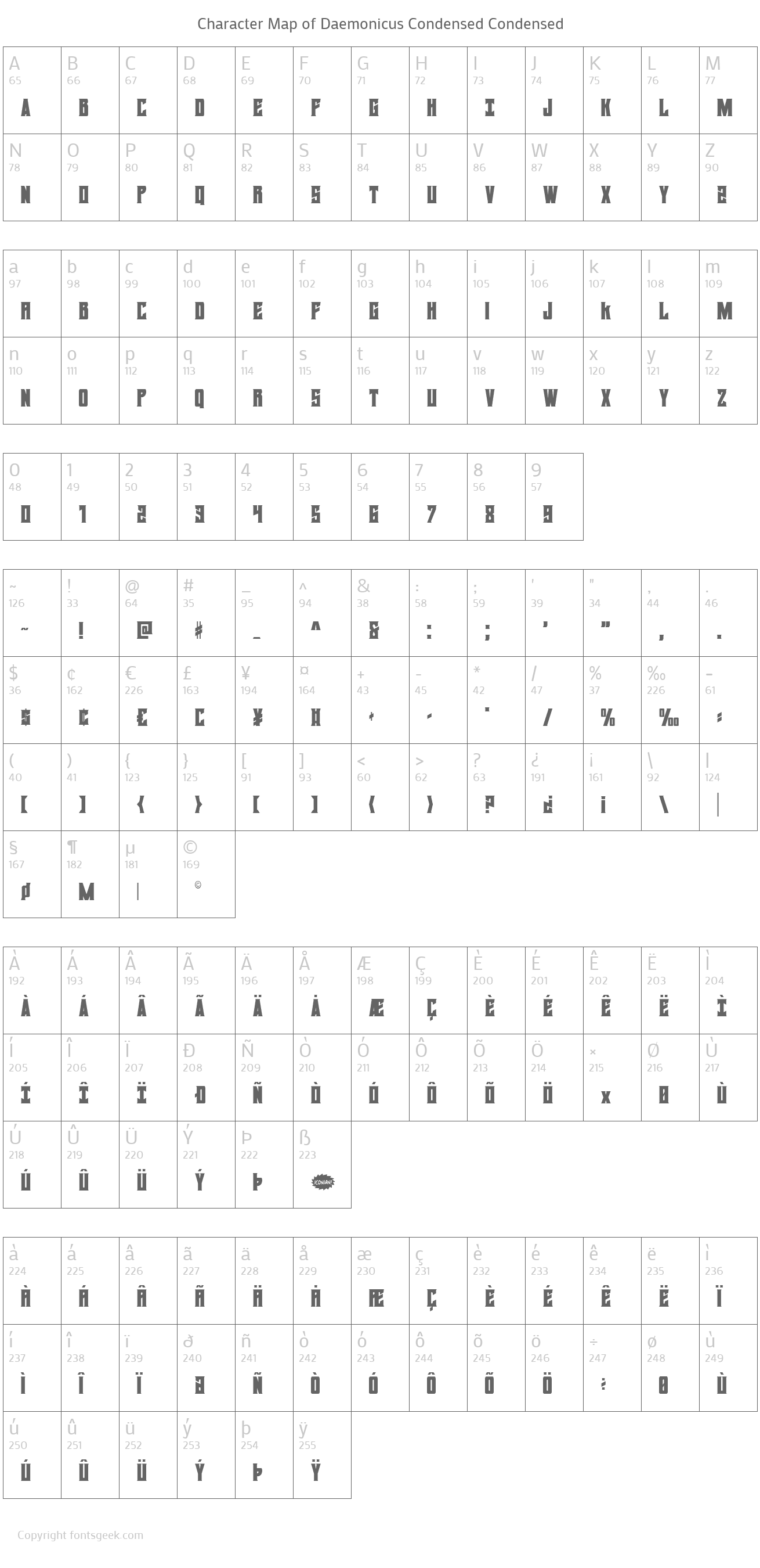Daemonicus Condensed Font : Download For Free, View Sample Text, Rating ...