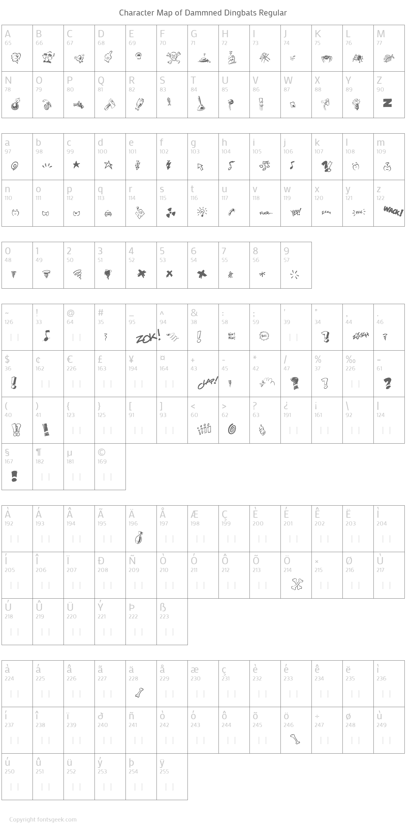 Dammned Dingbats Regular : Download For Free, View Sample Text, Rating ...