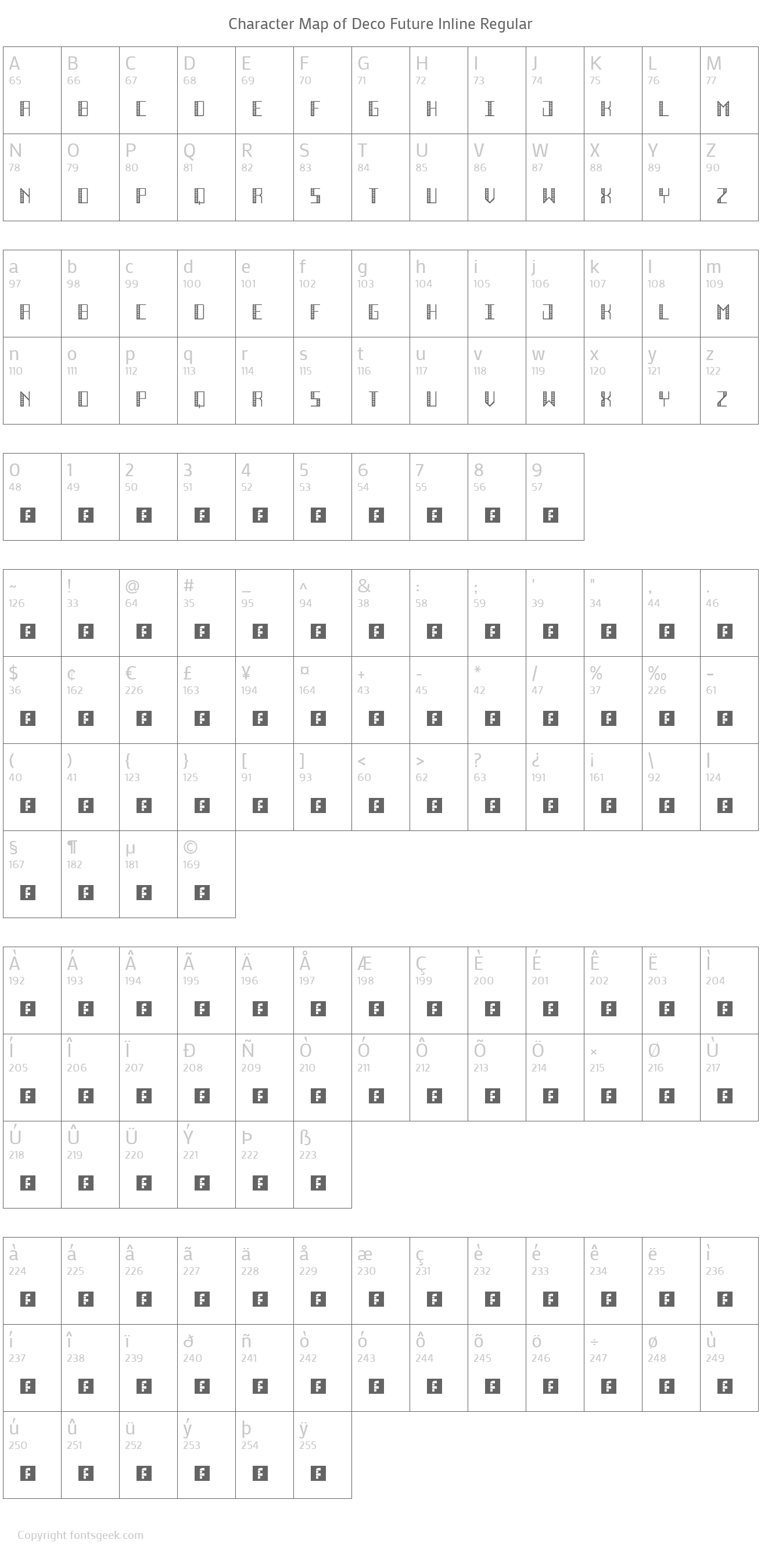 Deco Future Inline Regular : Download For Free, View Sample Text, Rating And More On Fontsgeek.Com