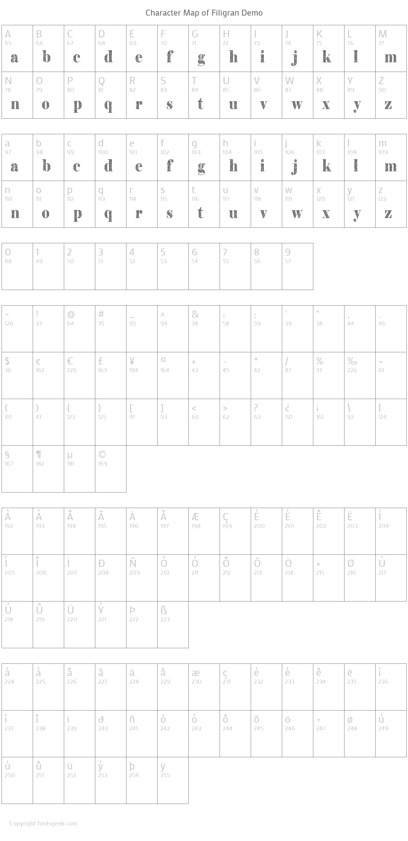 Filigran Font : Download For Free, View Sample Text, Rating And More On ...