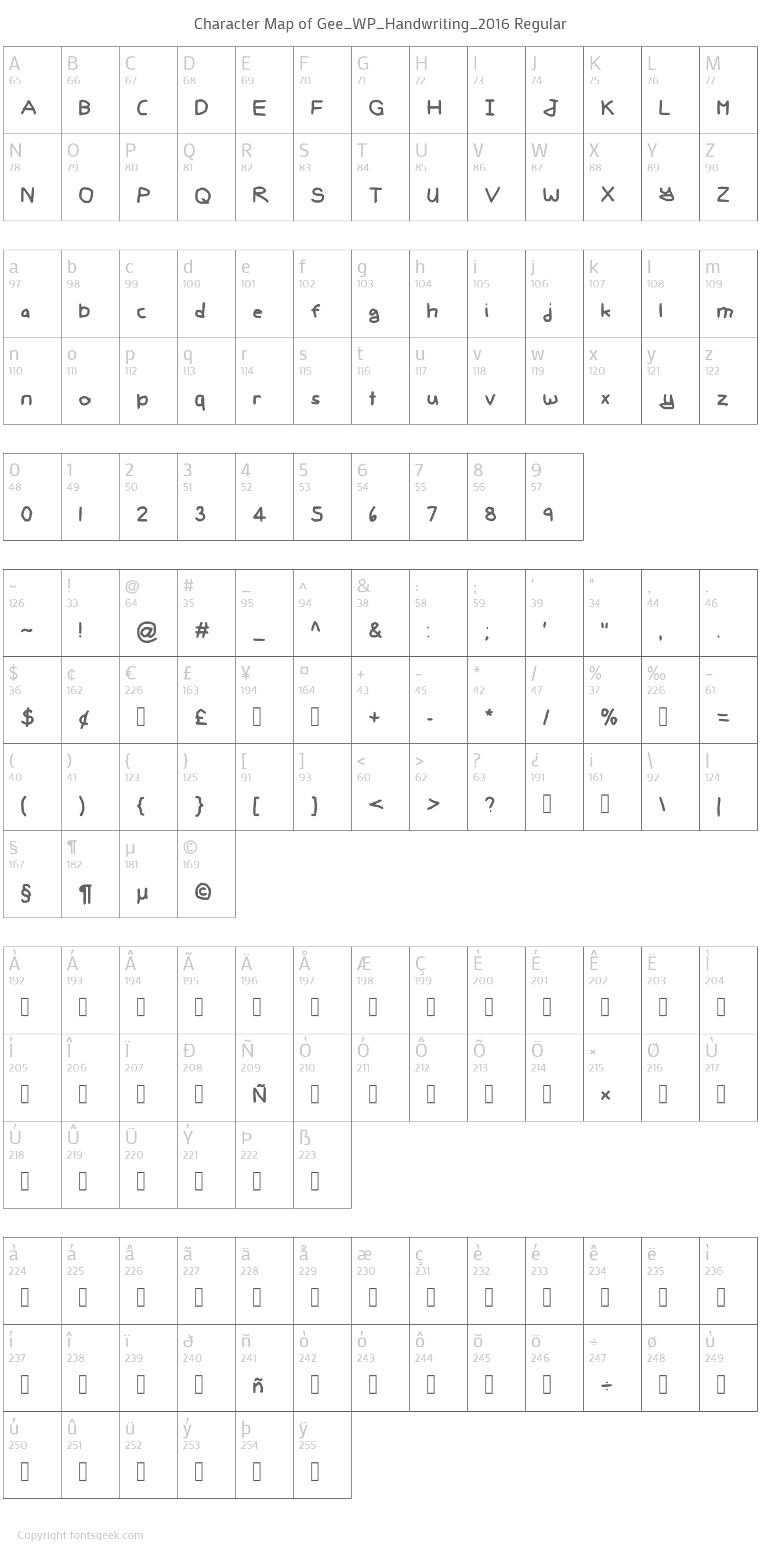 Gee_WP_Handwriting_2016 Font : Download For Free, View Sample Text ...