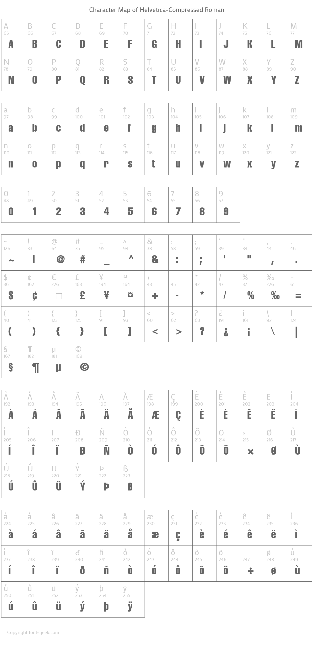 Helvetica-Compressed Roman : Download For Free, View Sample Text ...