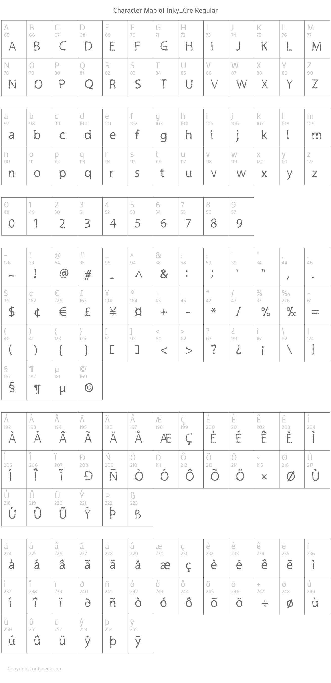 Inky_Cre Font : Download For Free, View Sample Text, Rating And More On Fontsgeek.Com