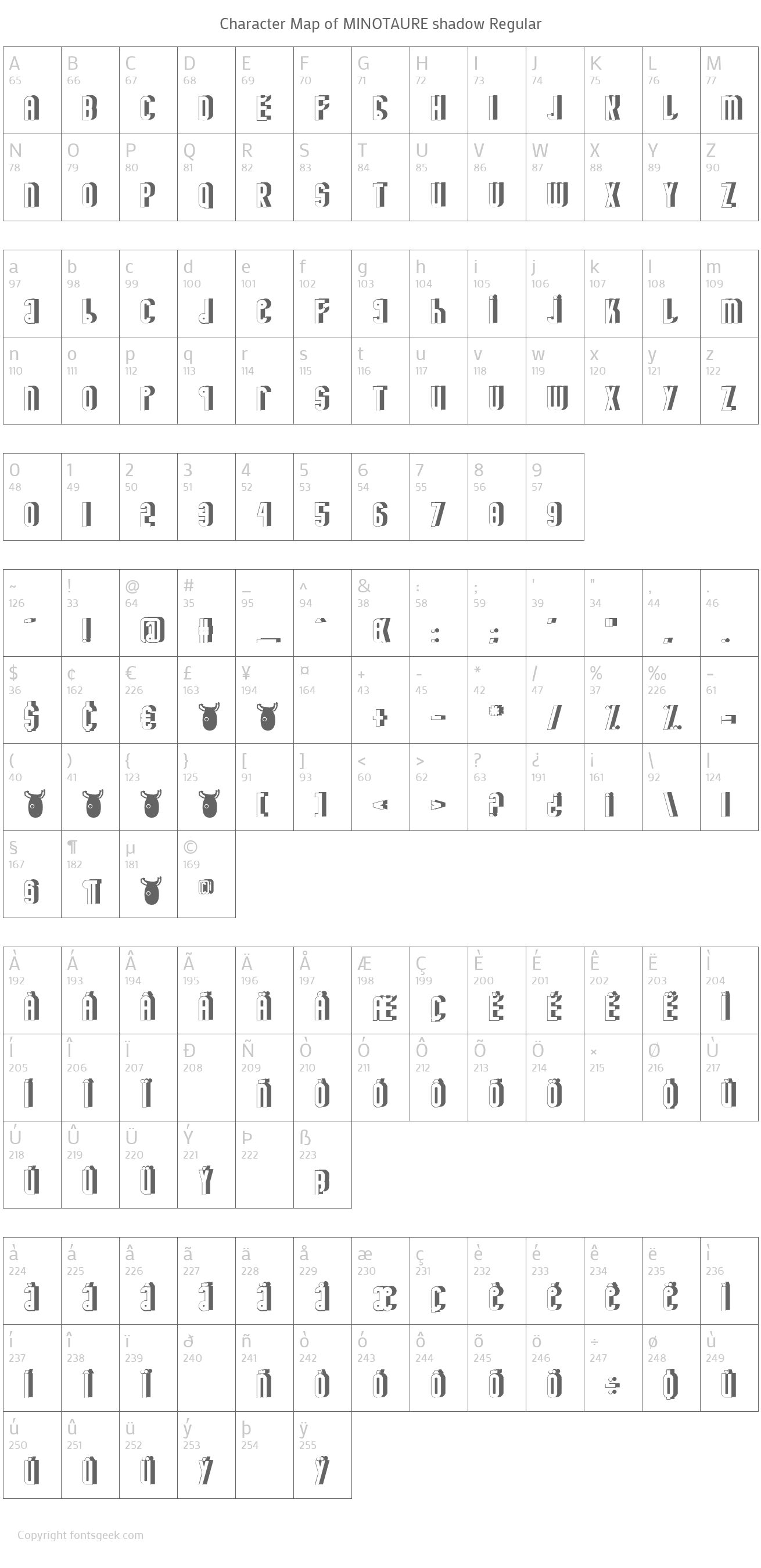 MINOTAURE shadow Font : Download For Free, View Sample Text, Rating And ...