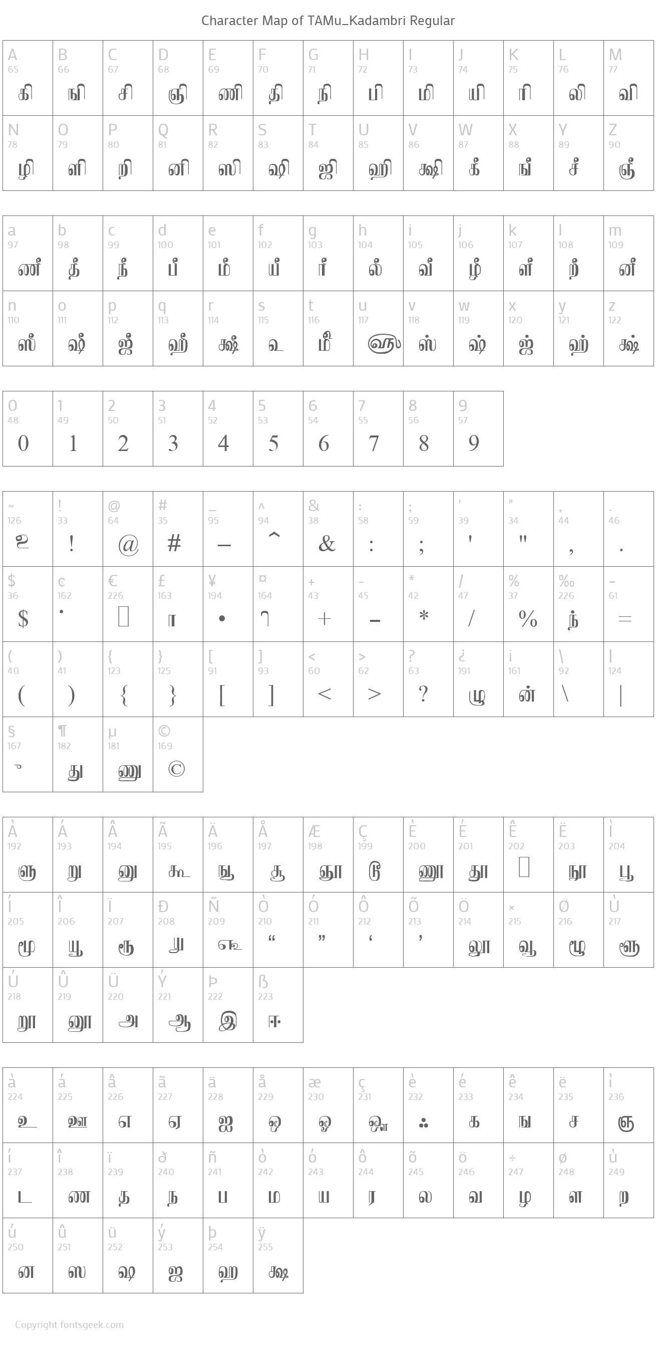 TAMu_Kadambri Font : Download For Free, View Sample Text, Rating And ...