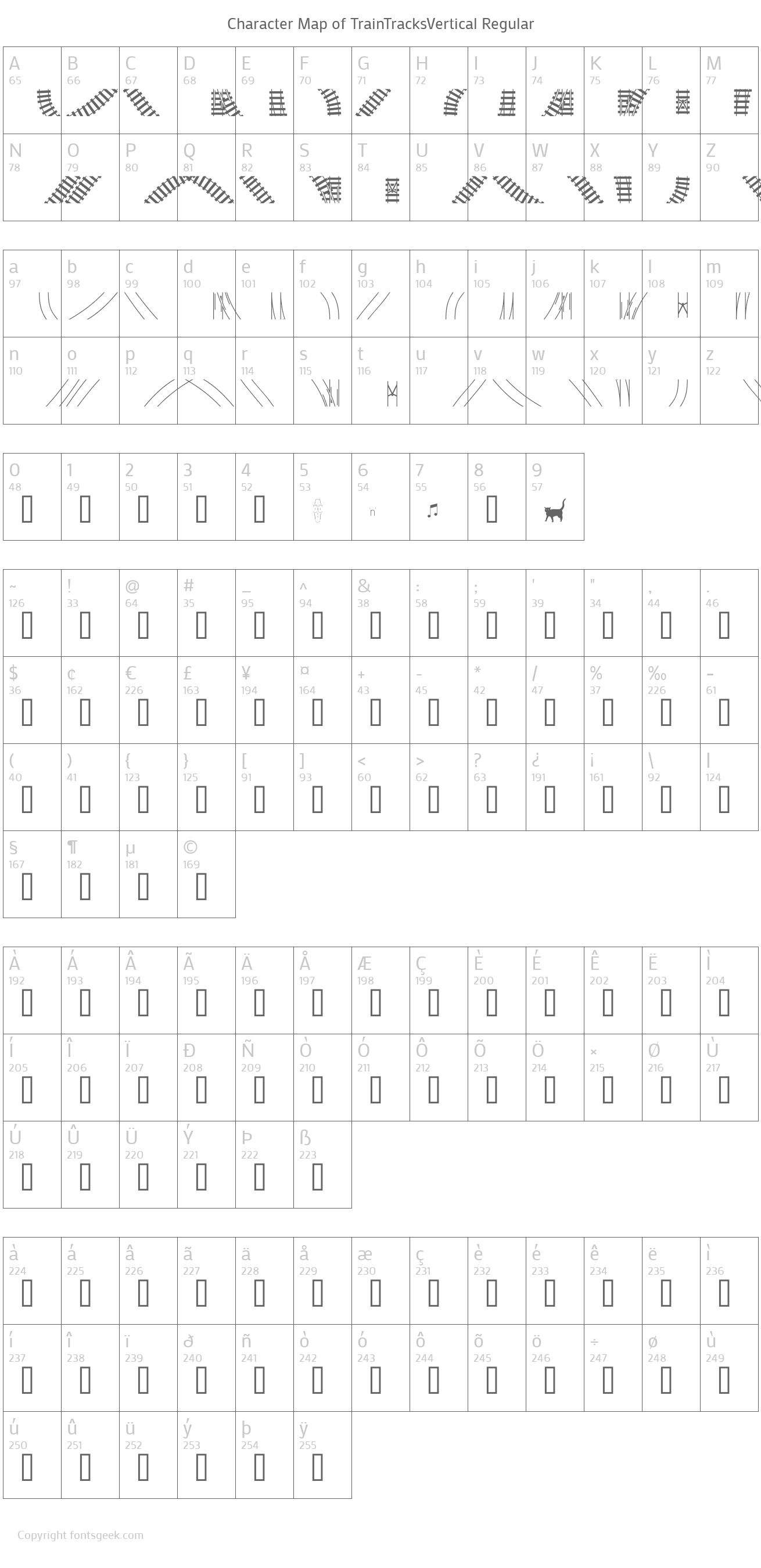 TrainTracksVertical Font : Download For Free, View Sample Text, Rating ...