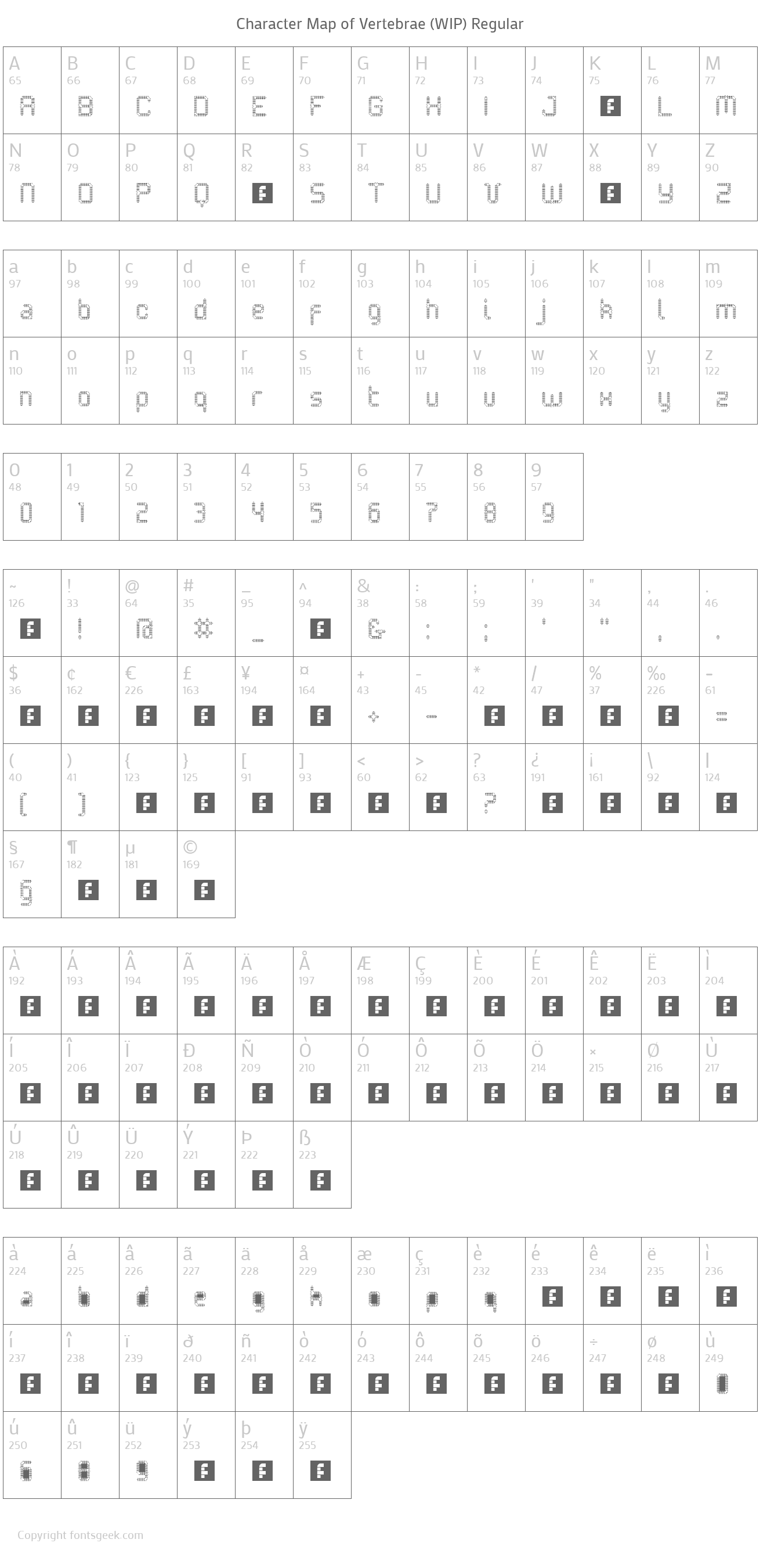 Vertebrae (WIP) Regular : Download For Free, View Sample Text, Rating ...